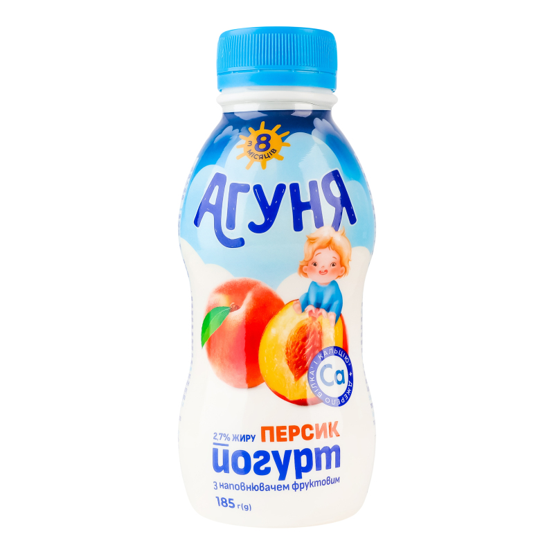 Йогурт 2.7% для детей от 8мес Персик Агуня п/бут 185г Агуня ...