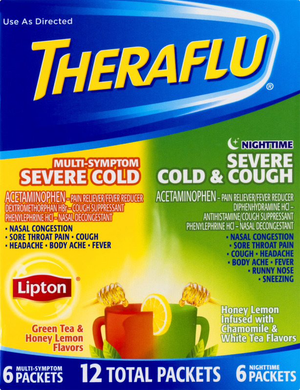 Theraflu Multi-Sympton & Nighttime Severe Cold+Cough Tea Variety Pack ...