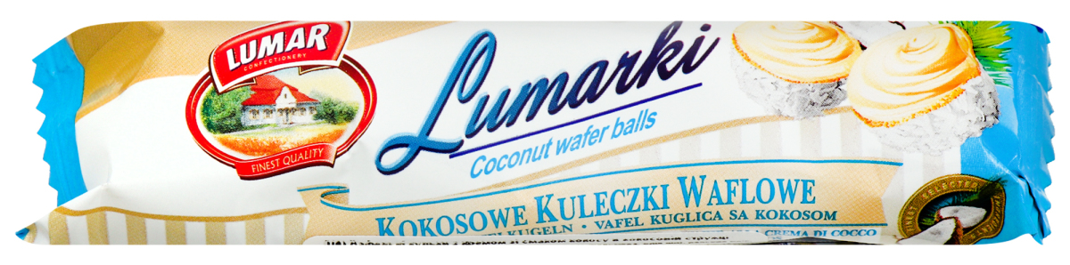 Вафельні кульки LUMARKI з кремом зі смаком кокосу 31г(5907769006401 ...