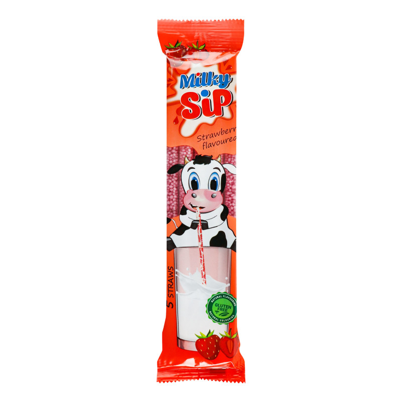 Трубочка для молока со вкусом клубники Milky Sip м/у 5х6г Milky Sip ...