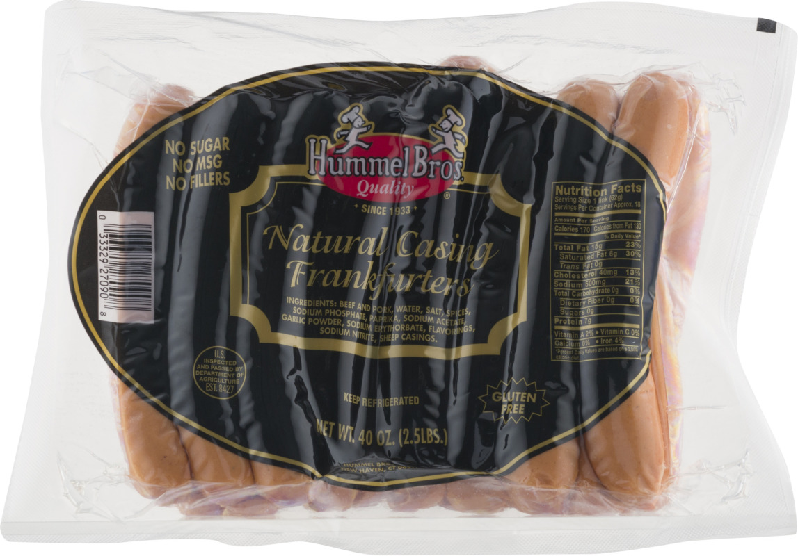 Hummel Bros. Natural Casing Frankfurters - 18 CT Hummel Bros ...
