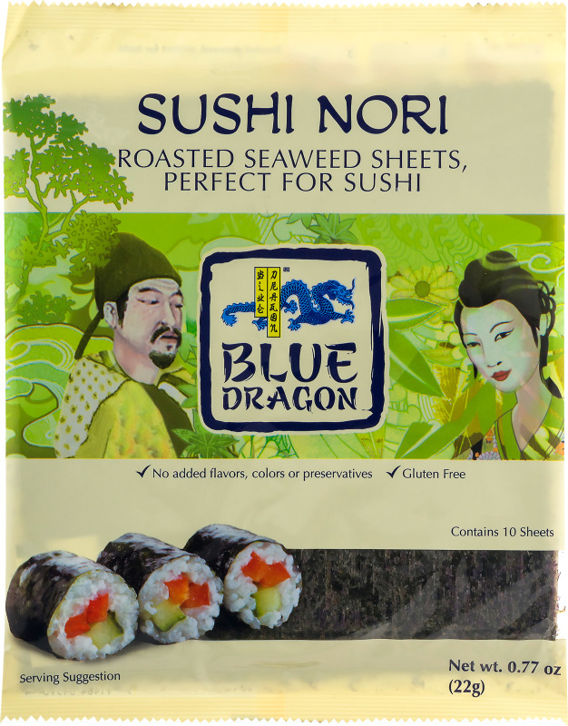 Blue Dragon Sushi Nori Roasted Seaweed Sheets - 10 CT Blue Dragon ...