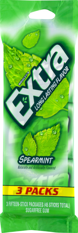 Wrigley's Extra Sugarfree Gum Spearmint- 3 PK Wrigley's Extra ...