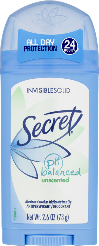 Secret Invisible Solid Ph Balanced Unscented Antiperspirant/Deodorant ...