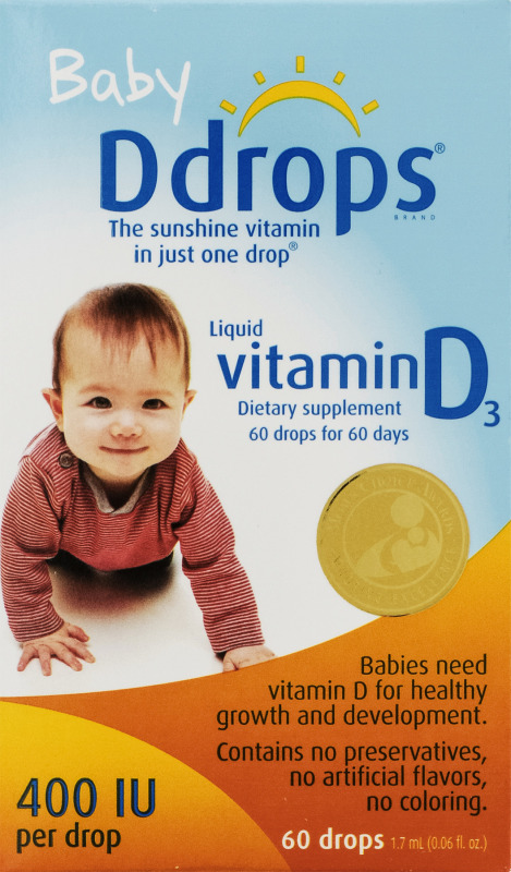 Baby D Drops Liquid Vitamin D3 Dietary Supplement 400 IU 60 Drops Baby ...