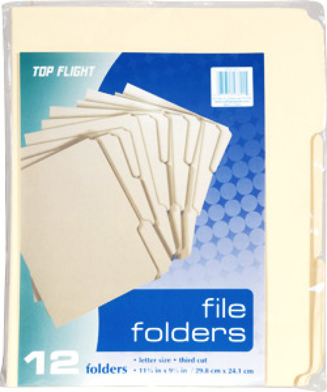 Top Flight Letter Size File Folders - 12 CT Top Flight(75755436015 ...