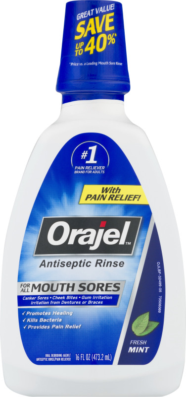Orajel Antiseptic Rinse For All Mouth Sores Fresh Mint Orajel ...