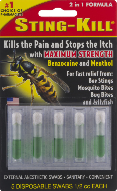 Sting-Kill Maximum Strength External Anesthetic Disposable Swabs - 5 CT ...