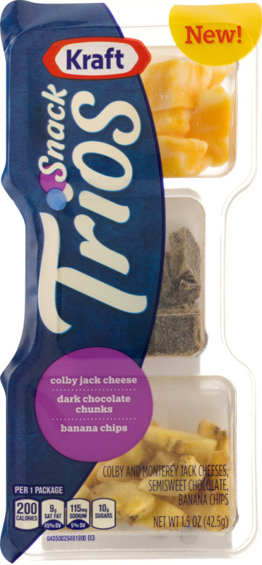 Kraft Snack Trios/Colby Jack Cheese, Dark Chocolate Chunks, Banana ...