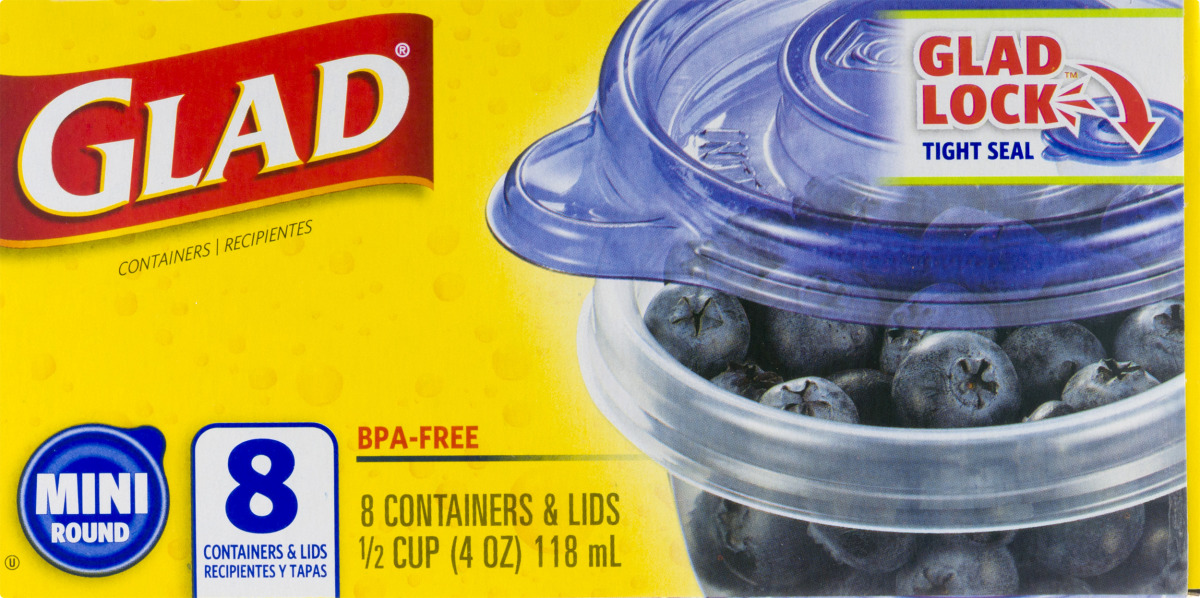 Glad Containers & Lids Mini Round - 8 CT Glad(12587702406): customers ...