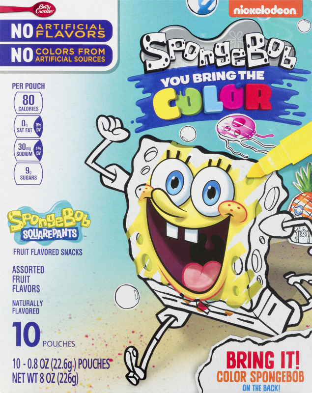 Spongebob Squarepants Fruit Flavored Snacks - 10 CT Nickelodeon ...