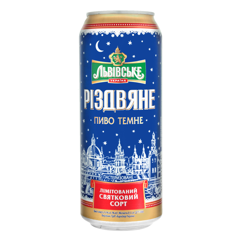 Пиво 0.5л 4.4% темное Рождественское Львівське ж/б Львівське ...