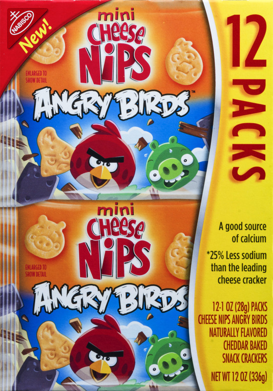 Nabisco Mini Cheese Nips Angry Birds Cheddar Baked Snack Crackers - 12 ...