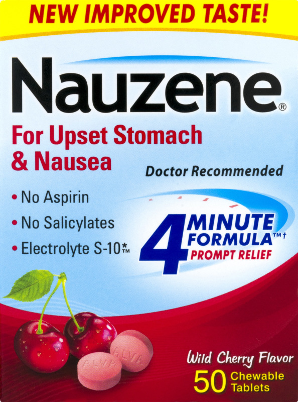 Nauzene For Upset Stomach & Nausea Wild Cherry - 50 CT Nauzene ...