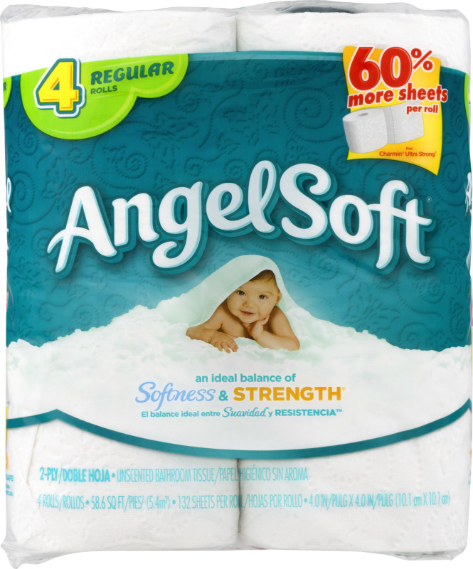 Angel Soft Bathroom Tissue Unscented Regular Rolls - 4 CT Angel Soft ...