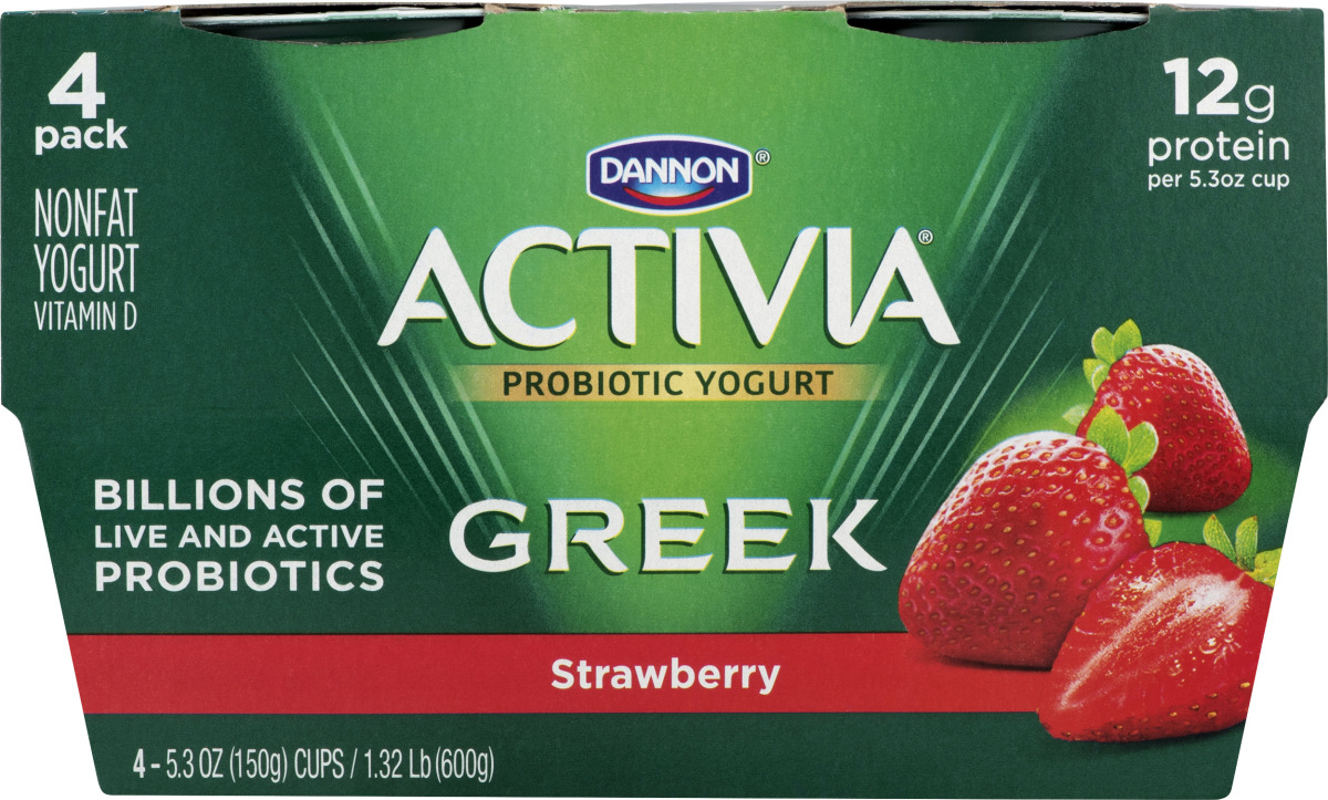 Dannon Activia Nonfat Greek Probiotic Yogurt with Bifidus Strawberry ...