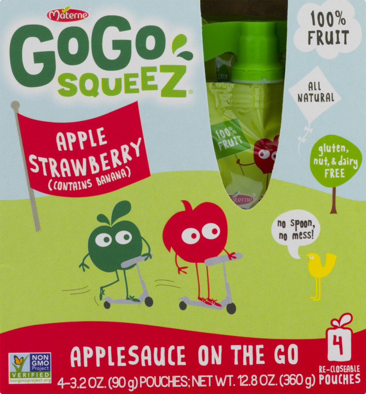 GoGo Squeez Applesauce On The Go Apple Strawberry - 4 CT GoGo Squeez ...