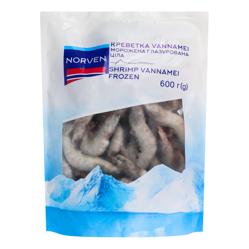 Креветка мороженная целая глазурованная 80-100 Vannamei Norven м/у 600г Norven(4820224234786 ...