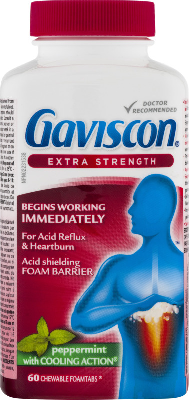 (CN) Gaviscon Extra Strength Chewable Foamtabs Peppermint - 60 CT ...