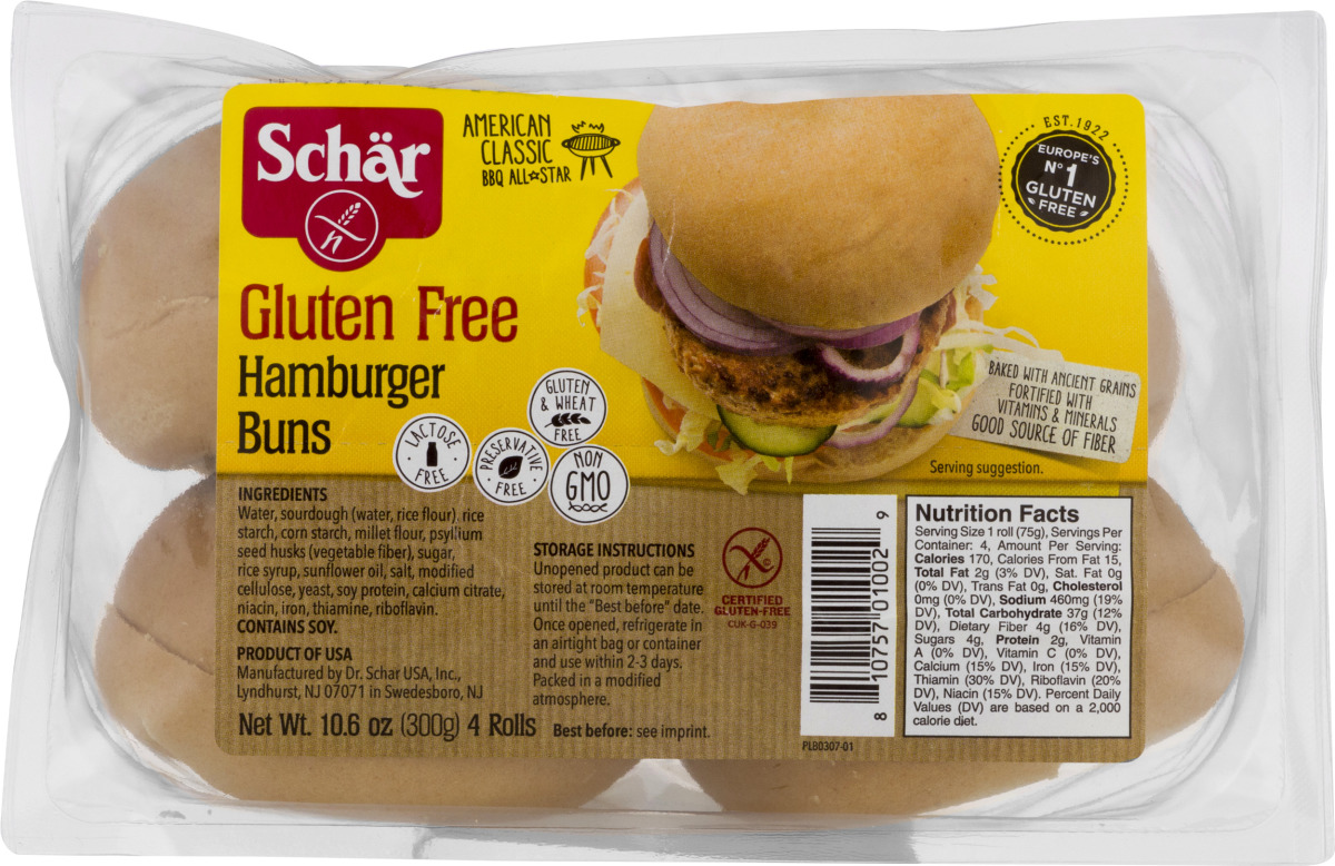 Schar Gluten Free Hamburger Buns - 4 CT Schar(810757010029): customers ...