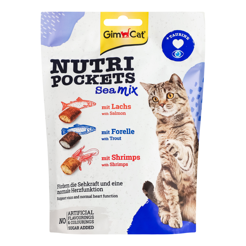 Крекеры с начинкой для кошек Sea Mix Nutri Pockets GimCat д/п 150г ...