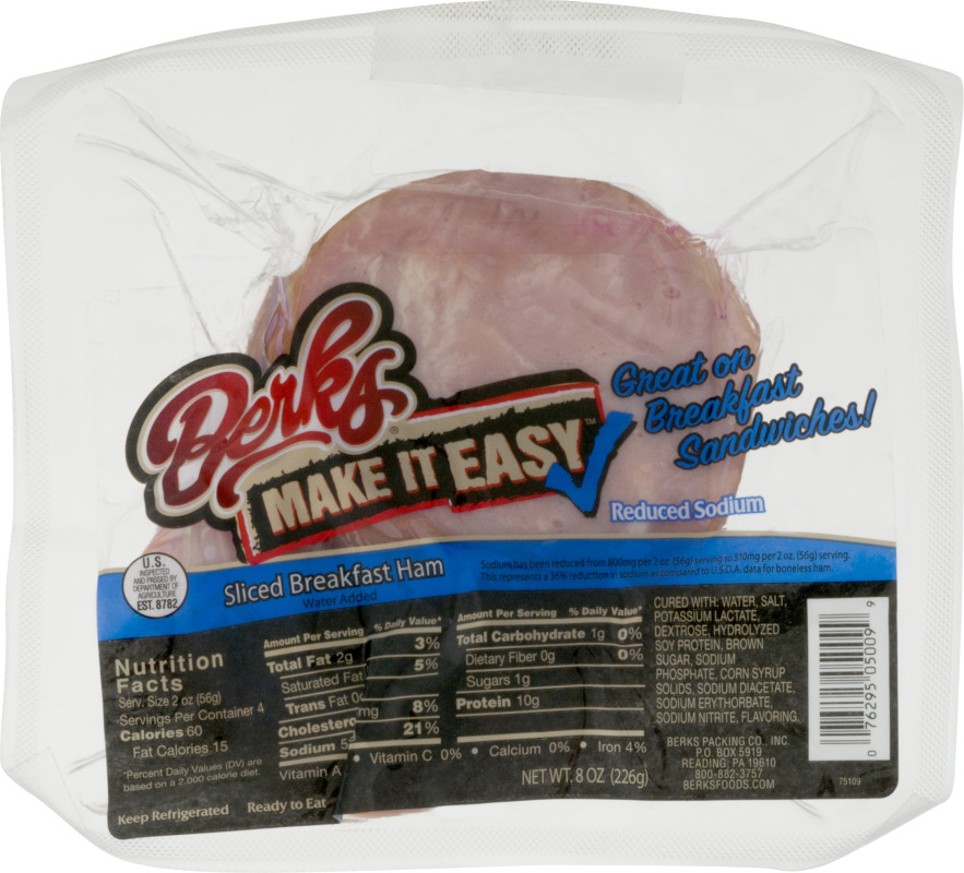 Berks Make It Easy Sliced Breakfast Ham Reduced Sodium Berks ...
