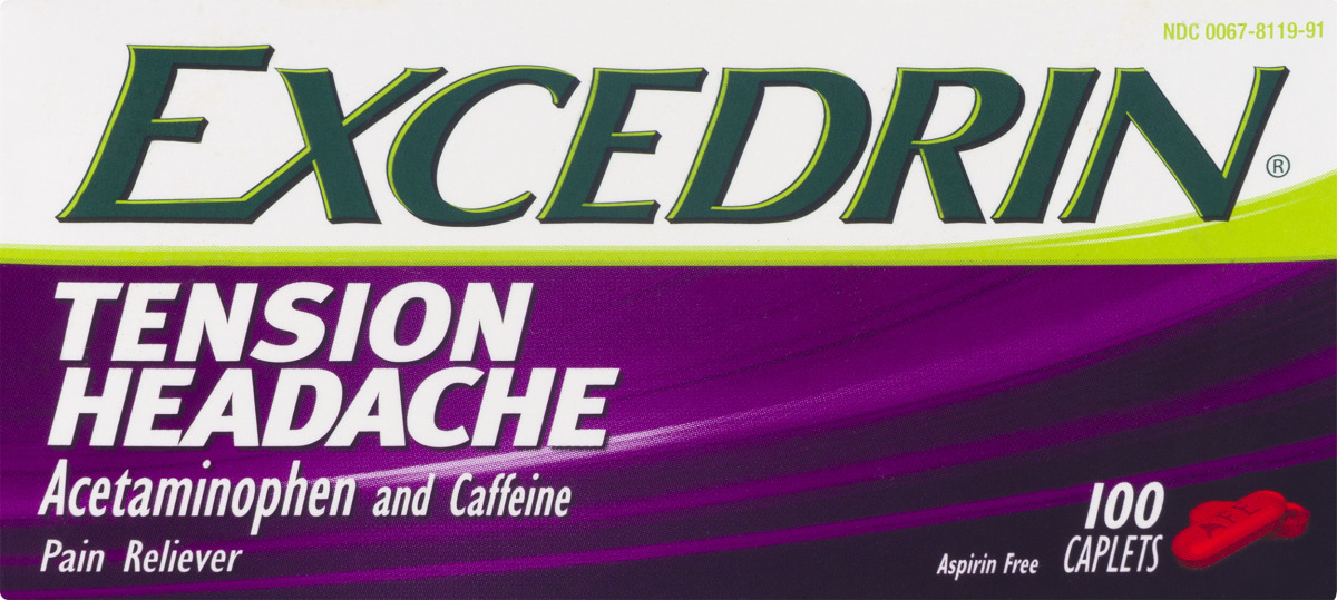 Excedrin Acetaminophen and Caffeine Tension Headache Caplets - 100 CT ...