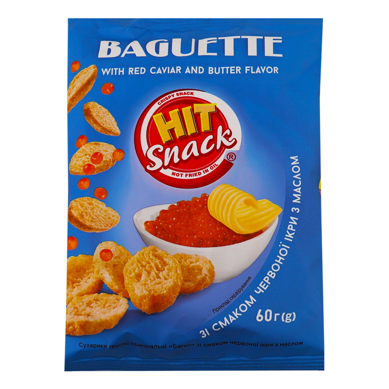 Сухарики со вкусом красной икры с маслом Багет Hit snack м/у 60г Hit ...