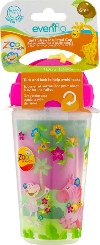 Evenflo Soft Straw Insulated Cup Zoo Friends 6m+ Evenflo(32884170937 ...