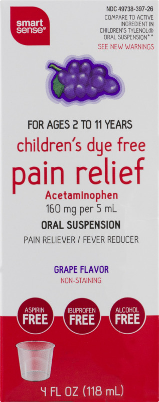 Smart Sense Children's Dye Free Pain Relief Acetaminophen Oral ...