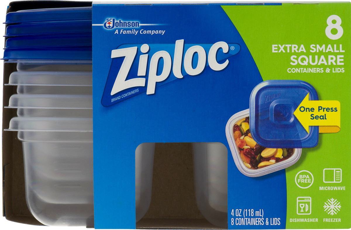 Ziploc One Press Seal Extra Small Square - 8 CT Ziploc(25700709312 ...