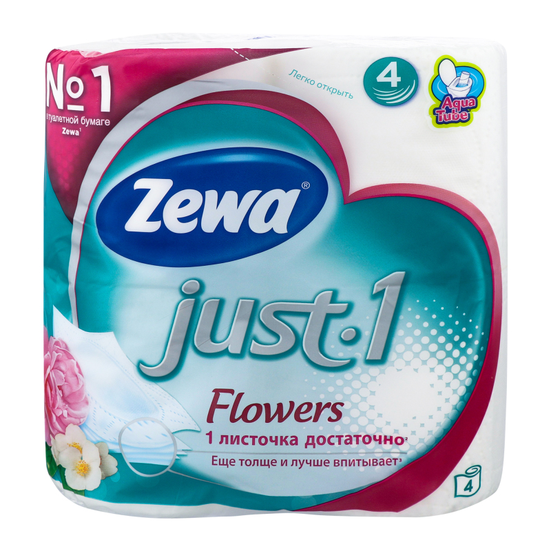 Бумага туалетная 4-х слойная ароматизированная Just 1 Flowers Zewa 4шт ...