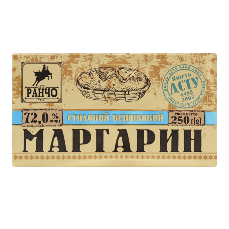 Маргарин 72% столовый Сливочный Ранчо м/у 250г Ранчо(4820041573679 ...