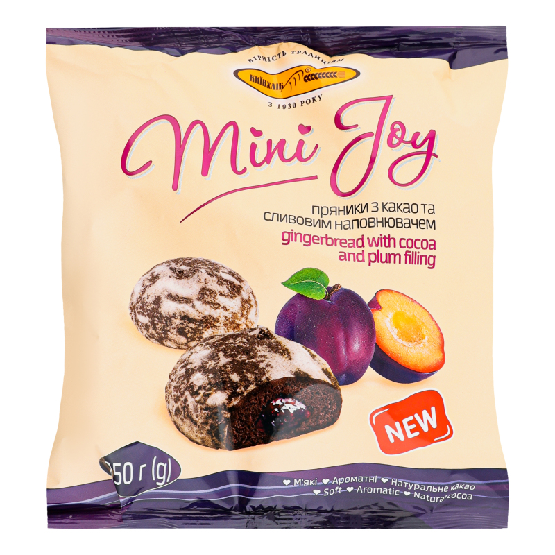 Пряники с какао и сливовым наполнителем Mini Joy Київхліб м/у 250г ...