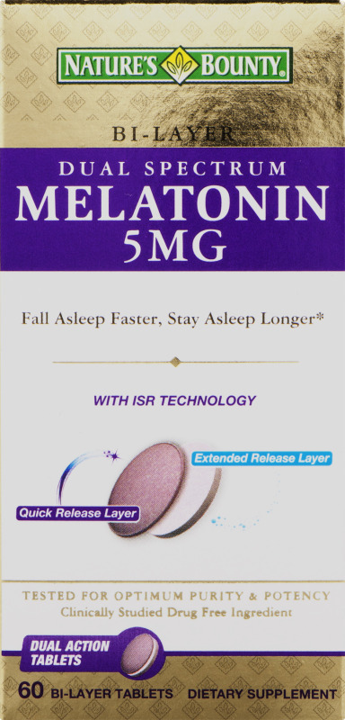 Nature's Bounty Melatonin 5mg Bi-Layer Tablets - 60 CT Nature's Bounty ...