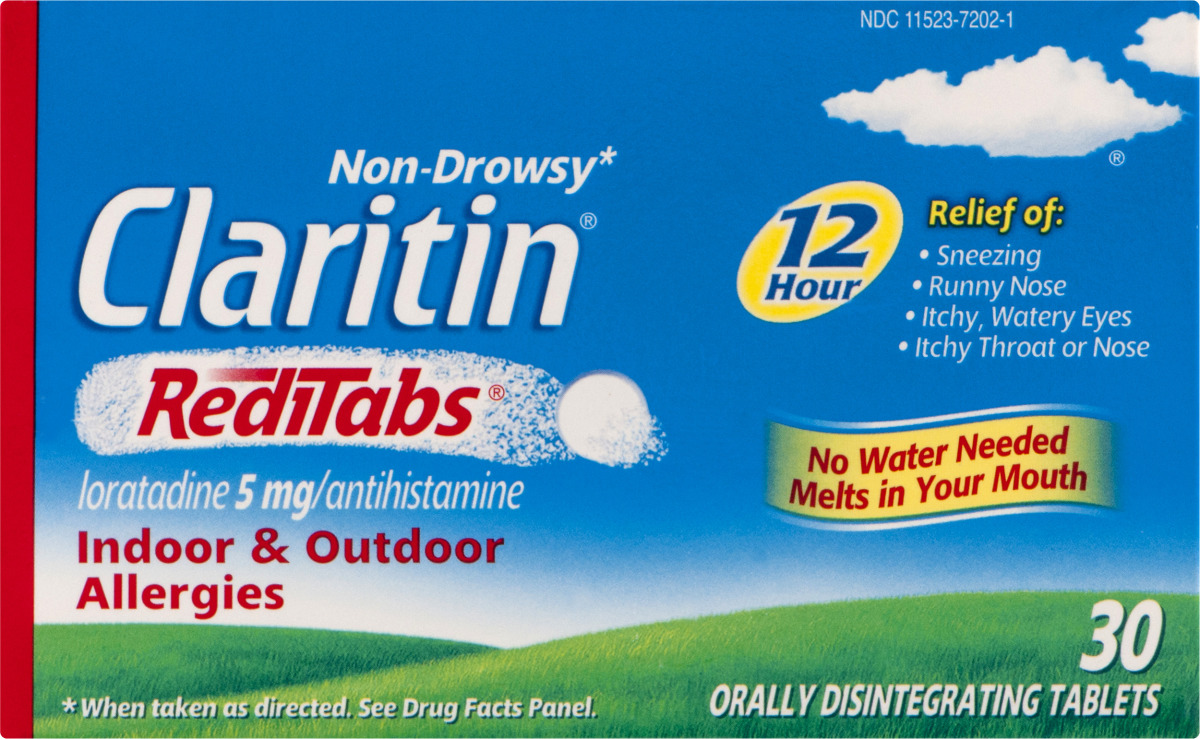 Claritin Non-Drowsy RediTabs Indoor & Outdoor Allergies 12 Hour Relief ...