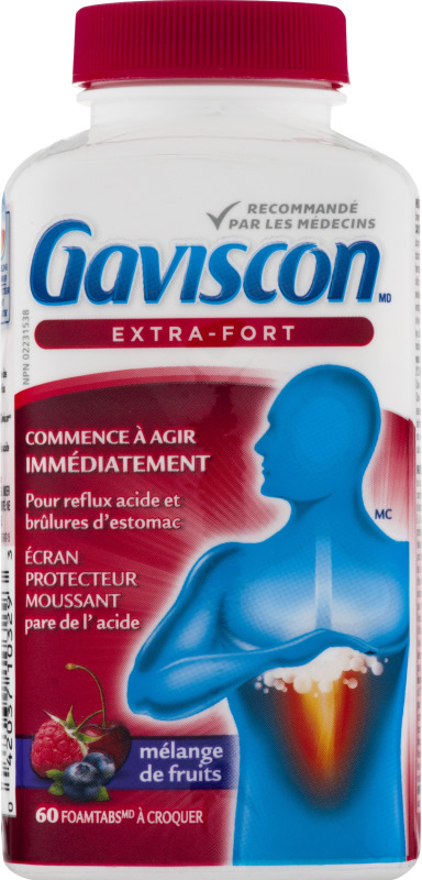 (CN) Gaviscon Extra-Fort Foamtabs A Croquer Melange De Fruits - 60 CT ...
