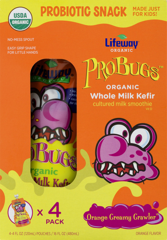 Lifeway ProBugs Organic Whole Milk Kefir Orange Creamy Crawler - 4 CT ...