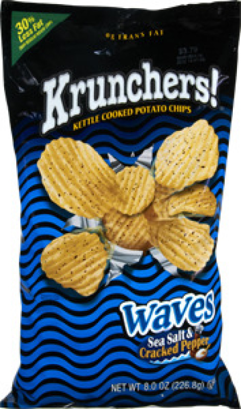 Krunchers Kettle Cooked Waves Sea Salt & Cracked Pepper Potato Chips ...