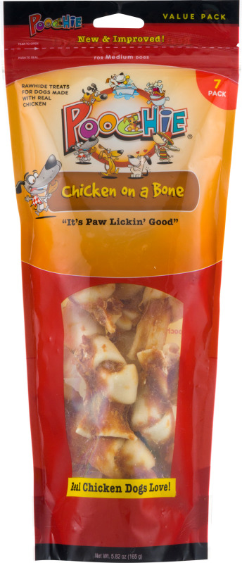 Poochie Chicken On A Bone Rawhide Treats For Medium Dogs Poochie ...
