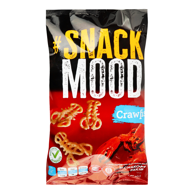 Снеки пшенично-картопляні зі смаком раків Snack Mood м/у 140г Snack ...