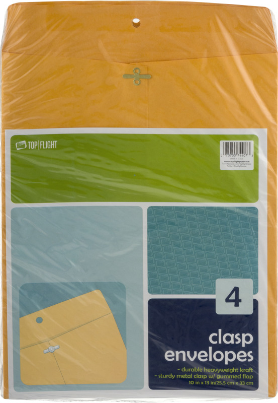 Top Flight Clasp Envelopes 10 in x 13 in - 4 CT Top Flight(75755744073 ...