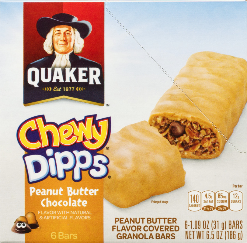 Quaker Chewy Dipps Peanut Butter Chocolate Peanut Butter Flavor Covered ...