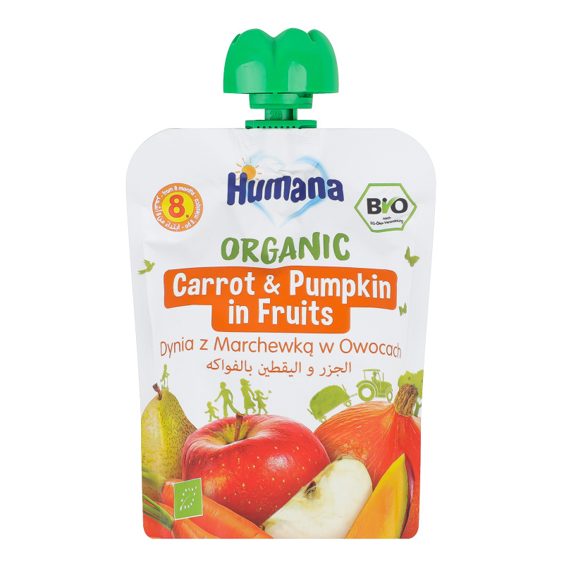 Пюре для дітей від 8міс Carrot&Pumpkin in fruits Organic Humana д/п 90г ...