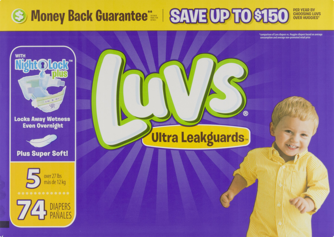 Luvs Diapers Ultra Leakguards 27 lb - 74 CT Luvs(37000859369 ...