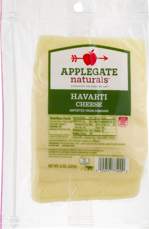 Applegate Naturals Havarti Cheese Applegate Naturals(25317774000 ...