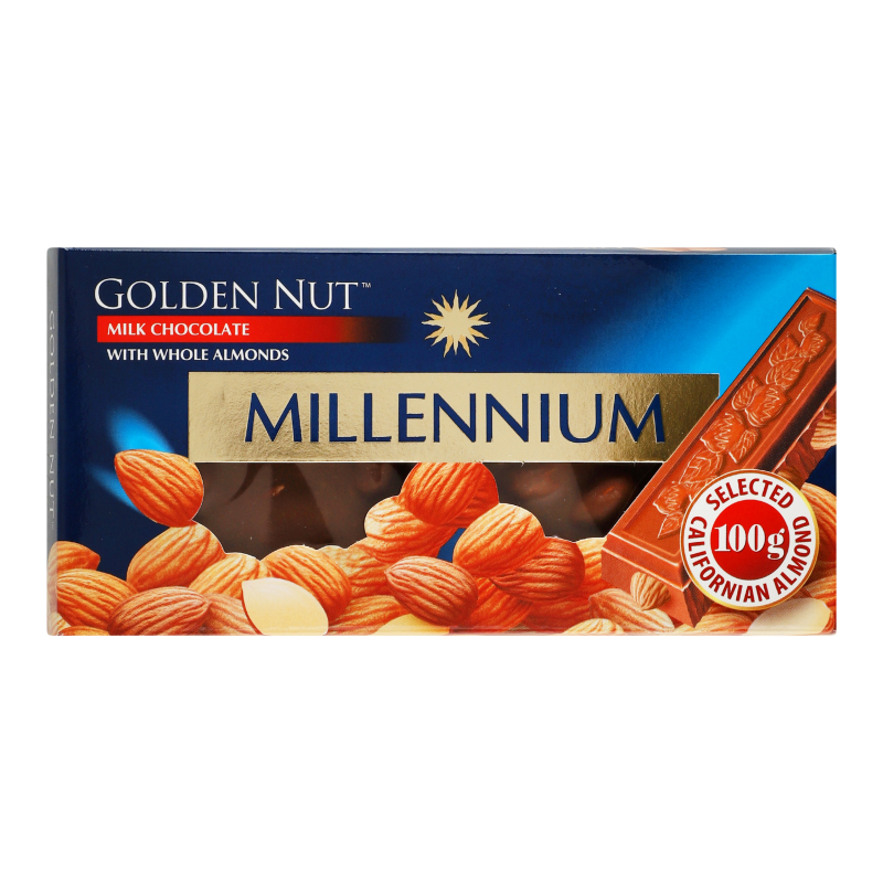 Шоколад молочный с целым миндалем Golden Nut Millennium к/у 100г ...