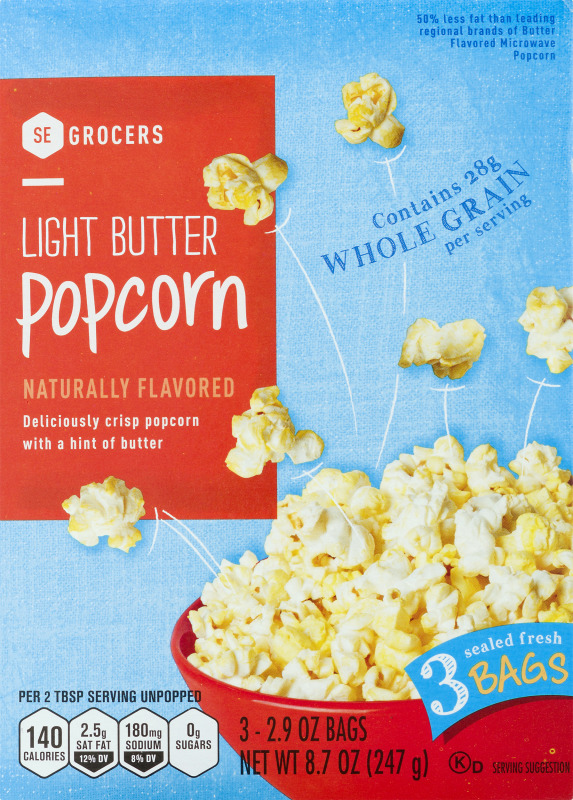 SE Grocers Naturally Flavored Light Butter Popcorn -3 CT SE Grocers ...