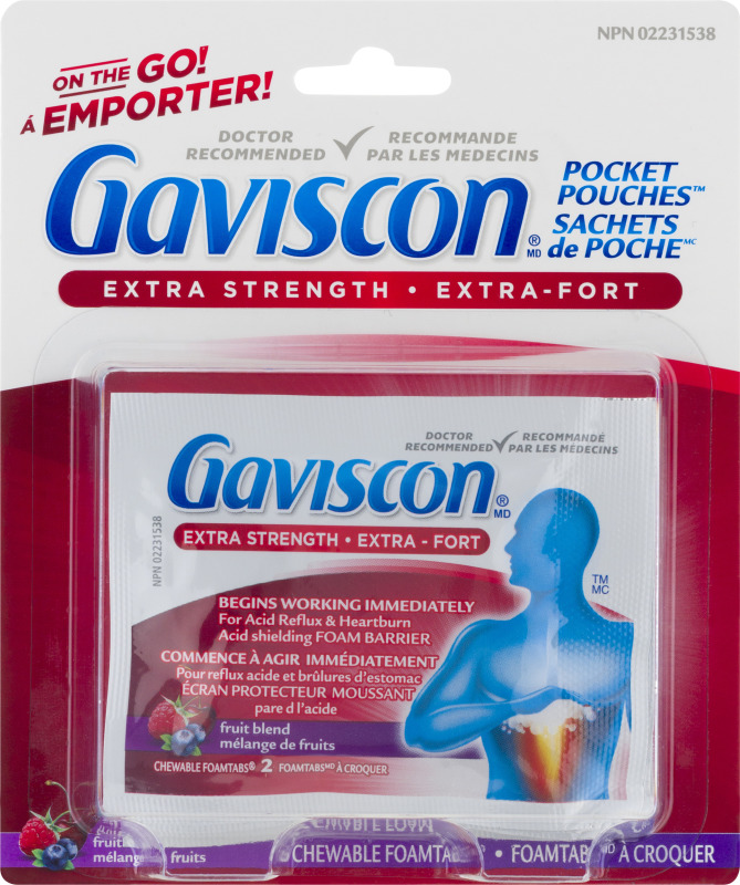 (CN) Gaviscon Pocket Pouches Extra Strength Chewable Foamtabs Fruit ...