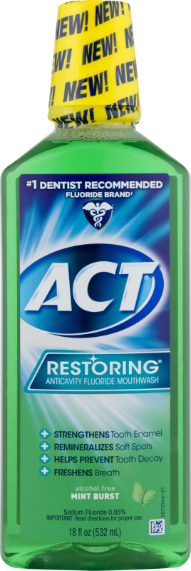 ACT Restoring Anticavity Fluoride Mouthwash Mint Burst ACT(41167097809 ...